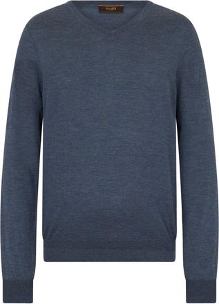 Moorer Homme, Pulls, Bleu, Taille: L Pull en cachemire &agrave; col en V