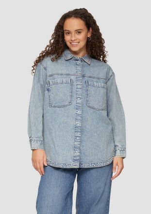 QS by s.Oliver Langarmbluse Bluse Denim-Hemd mit Brusttaschen