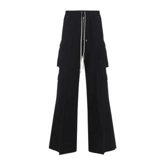 Rick Owens Homme, Pantalons, Noir, Taille: S Pantalon Noir en Coton Aw25