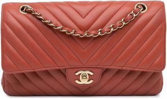 Chanel Hobo Bags - Medium Classic Chevron Lambskin Double Flap - Gr. unisize - in Orange - f&uuml;r Damen