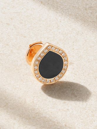 Repossi Antifer Einzelner Ohrstecker Aus 18 Karat Roségold Mit Onyx Und Diamanten - Schwarz