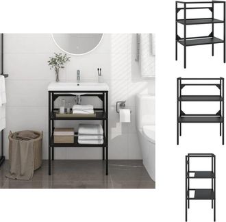 vidaXL Badezimmer Waschtischgestell Schwarz 59x38x83 cm Eisen - Waschtischgestell - Badezimmermöbel - Eisenregal - Schwarzes Regal - Unterwäscheaufbewahrung