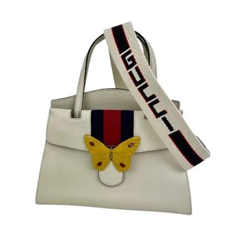 Gucci Pre-owned Linea Medium Totem Web Striped Yellow Butterfly Top Handle Bag - - Pre-owned - Damen - Beige - ONE SIZE