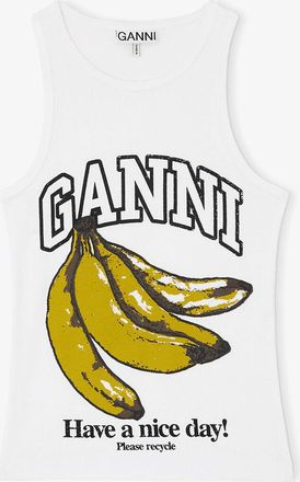 Ganni D&eacute;bardeur banane Blanc Coton biologique - Taille XL - Pour Femme