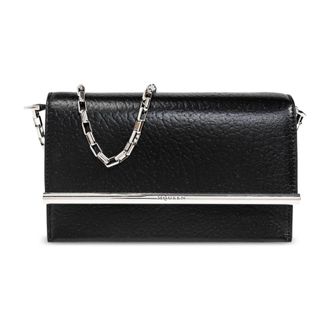 Alexander McQueen Leder-Clutch T-Bar Mini - - Bags - Damen - Schwarzk - ONE SIZE