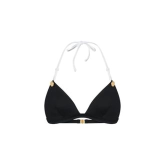Moschino Femme, Maillots de bain, Noir, Taille: 44 FR Top Bikini Gold Buttons