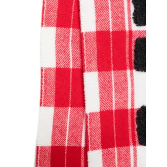 J.W.Anderson Logo-Embroidered Check Scarf - Red