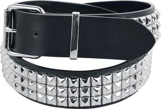 Black Premium by EMP Unisexe Ceinture noire à trois rangs de clous 95 cm