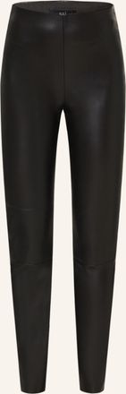 Oui Leggings In Lederoptik schwarz