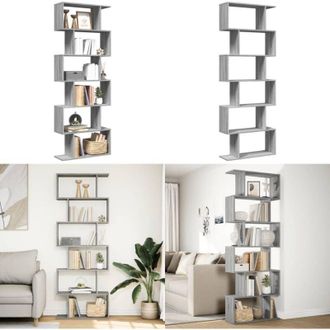 vidaXL Vidaxl - Raumteiler-B&uuml;cherregal 6 Etagen Grau Sonoma 70x24x193 cm