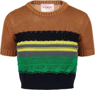 Iceberg Femme, Pulls, Multicolore, Taille: 38 FR Pull en coton &agrave; col rond