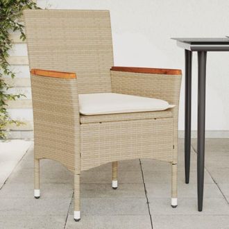 vidaXL Vidaxl - Gartenst&uuml;hle mit Kissen 2 Stk. Beige Poly Rattan