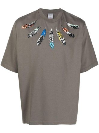 Marcelo Burlon t-shirt &agrave; motif plumes - Gris