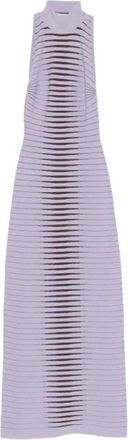 Elisabetta Franchi Femme, Robes, Violet, Taille: 36 FR Longue robe en maille avec z&egrave;bre jacquard