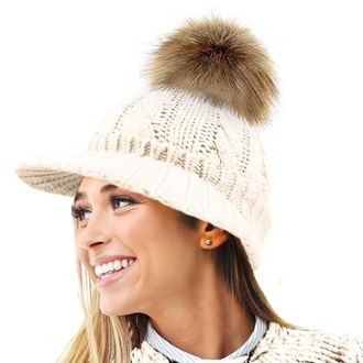 RockJock Mesdames Molleton Chaud doubl&eacute; en Maille Casquette Beanie Baseball avec Detachable Pom Fausse Fourrure Pomp&eacute;e Porter avec ou sans
