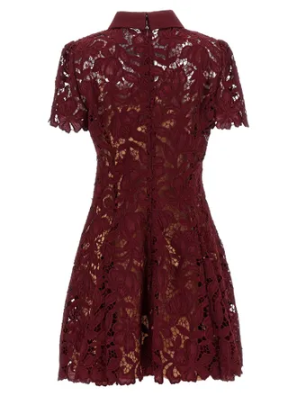Self Portrait Floral Lace Dress - Burgundy
