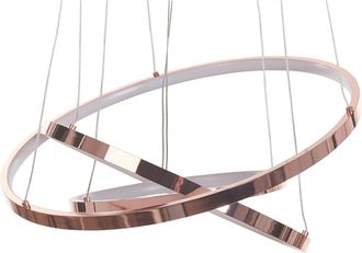Beliani H&auml;ngelampe LED Metall ros&eacute;gold dia. 30-50 cm 3 Ringe Atrek