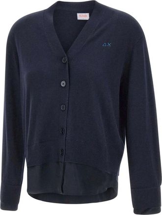 Sun 68 Femme, Pulls, Bleu, Taille: 44 FR Cardigan mixed fabrics