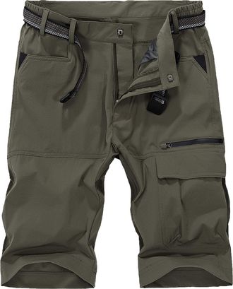 KEFITEVD Kurze Hosen Herren Sommer Arbeits Shorts Wanderhose Cargoshorts Sommer Trekking Hochbelastbar Armeegrün 36