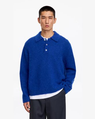 Arket Poloshirt Aus Alpakawolle Und Wolle -Blau