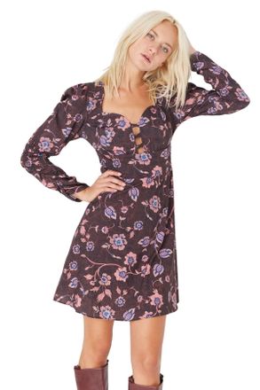Trendyol Damen Woman Mini A-Linie V-Ausschnitt Webstoff Kleid, Sehr Farbvoll, 40