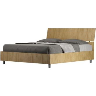 Les Tendances Lit sans sommier 160x190 t&ecirc;te de lit inclin&eacute;e ch&ecirc;ne nature Demas