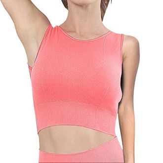 Generic 2026 Soutien-gorge de sport sans anneau dans le dos Chemisier de yoga dint&eacute;rieur en acier pour femme, rose, S