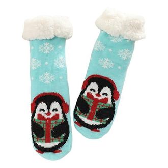 Generic Chaussettes pelucheuses avec poignées pour femme (taille unique), bleu ciel, taille unique