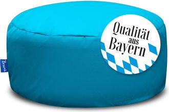 Bruni Pouf Sitzhocker M in Lichtblau - runder Sitzpouf, Indoor und Outdoor als Fußhocker, Yoga-Sitzkissen, Meditationskissen geeignet, in Deutschland gefert