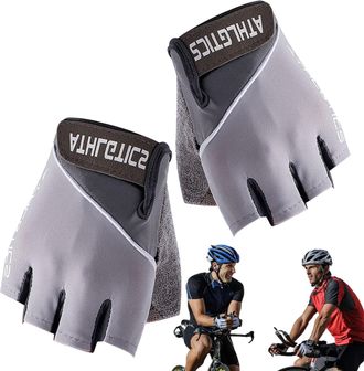 Generico Halbfinger Fahrradhandschuhe f&uuml;r Herren: Atmungsaktive Trainingshandschuhe mit Mikrofasergewebe, rutschfester Silikon-gepolsterter Handfl&auml;chenschutz, 