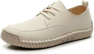 Generic QXDZSW Chaussures de sport décontractées en cuir pour homme - Chaussures de conduite antidérapantes - Chaussures de marche en plein air, beige, 42 2/3