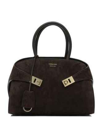 Ferragamo Hobo Bags - Structured Brown Calfskin Handbag With Gold-Finish - Gr. unisize - in Schwarz - f&uuml;r Damen
