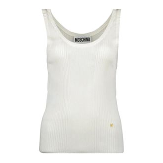 Moschino Geripptes wei&szlig;es Top Fr&uuml;hling-Sommer 2025 - - Tops - Damen - Wei&szlig; - S