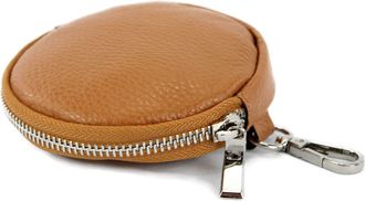 modamoda.de P10 / P08 Damen Leder Rauleder Geldb&ouml;rse M&uuml;nzgeldb&ouml;rse Taschenanh&auml;nger &oslash; 11,5 cm handmade in Italy, Farbe:Camel