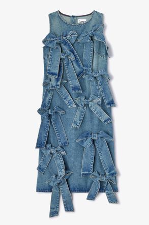 Ganni Robe en denim clair rigide Bleu Coton Biologique - Taille 40 - Pour Femme