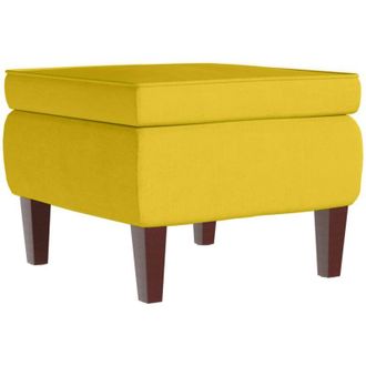 vidaXL Hocker mit Holzbeinen Gelb Samt Vidaxl