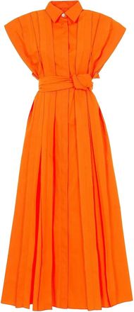 Mantù pleated belted dress - Orange