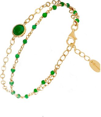 OrusBijoux Bracelet En Argent Doré Double Chaine Pierres Naturelles