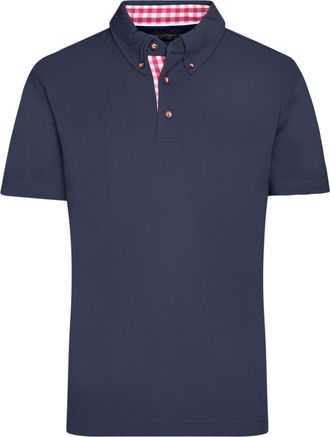 James & Nicholson Herren Trachtenpoloshirt - Klassisches Piquépolo im Trachtenlook | Farbe: Navy/red-White | Grösse: 3XL