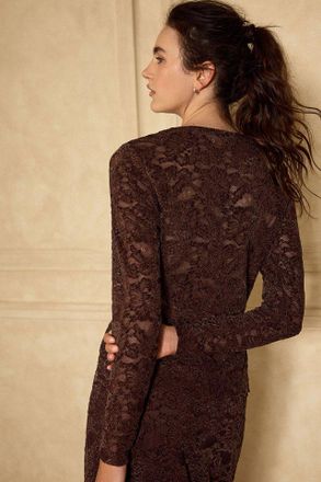 Next Strickjacke Lang&auml;rmelige Strickjacke mit Spitze (1-tlg)