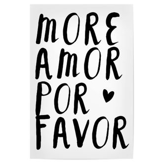 artboxONE Poster 30x20 cm Typografie More Amor por Favor Black - Bild More Amor Handwritten Heart