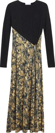 Rodebjer robe mi-longue nervurée à effet marbré - Noir