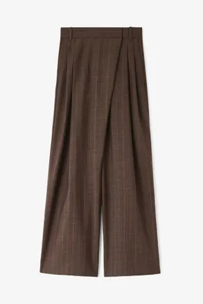 Ganni Pantalon en laine &agrave; rayures marron - Pour Femme