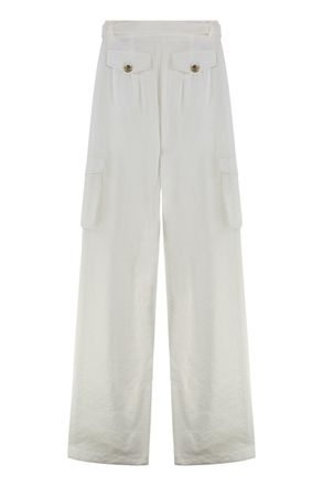 Versace Jeans Couture Womens Cargo Trousers White Modal Wide-Leg