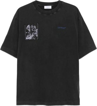 Off-white T-Shirt mit grafischem Print - Schwarz