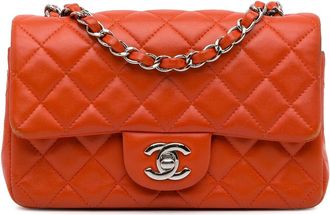 Chanel Hobo Bags - Mini Rectangular Classic Lambskin Single Flap - Gr. unisize - in Orange - f&uuml;r Damen