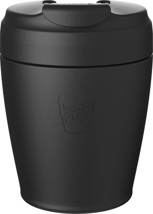 KeepCup Reisebecher für Pendler, isolierter Edelstahl, wiederverwendbar, mit auslaufsicherem Klappdeckel, 227 ml, Schwarz