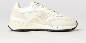 Emporio Armani Zweifarbige Low-Top-Sneaker aus Leder von mit gedrucktem Logo und gezackter Sohle