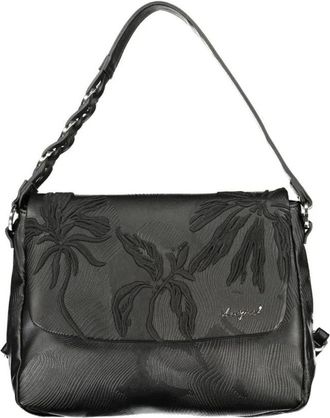 Desigual Femme, Sacs, Noir, Taille: ONE Size Sac bandouli&egrave;re &agrave; motif de feuilles tropicales en relief