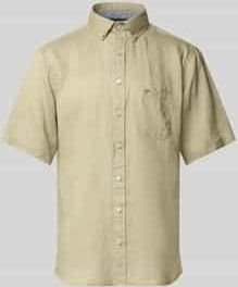 Fynch-Hatton Regular Fit Leinenhemd mit Button-Down-Kragen
